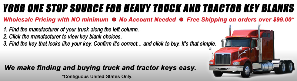 Truck and Tractor Key Blanks and Keys.